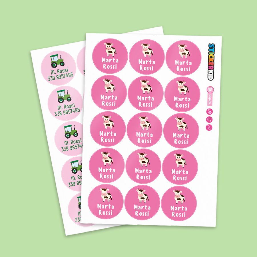 Etichette Adesive Personalizzate | 15 Bollini Adesivi Rotondi | StickerKid
